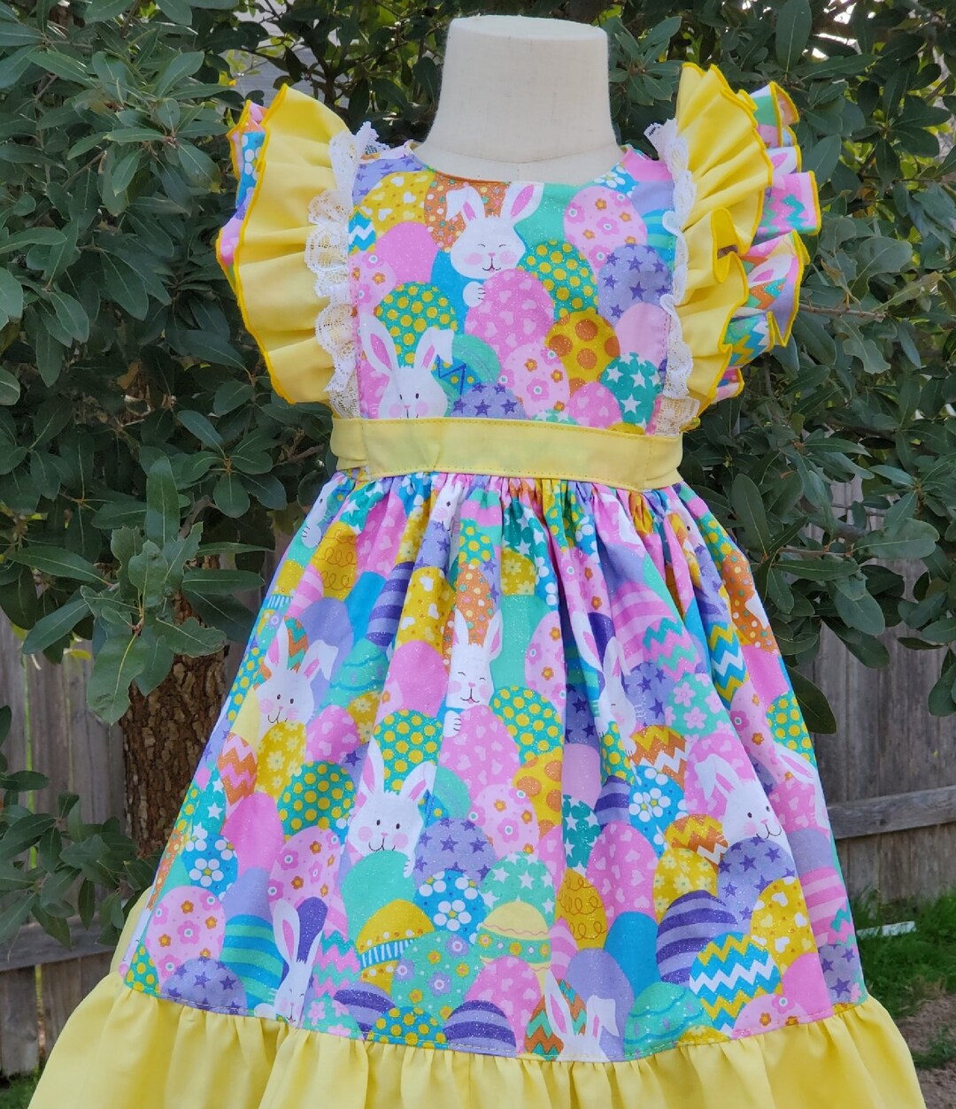 Xeaster Dress Pinafore Dress Easter Print Bunny/eggs Easter Dress ...