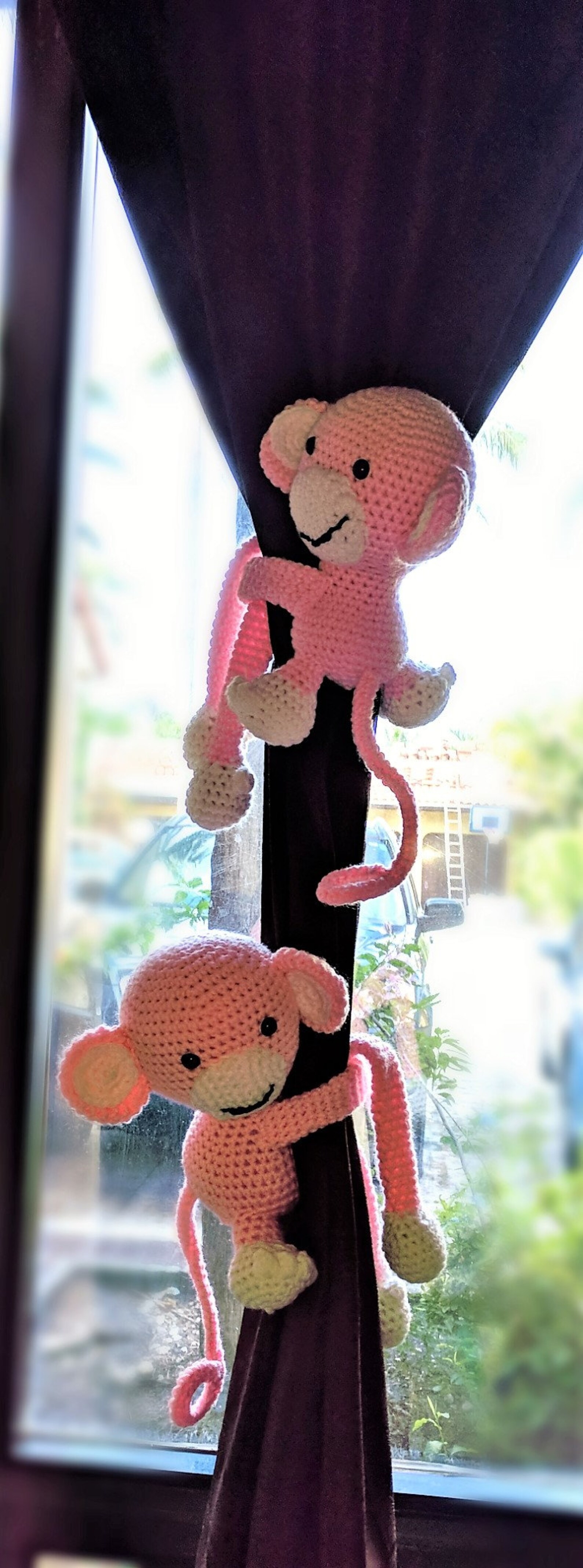 Set of Monkey Curtain Holders, Tie Back, Nursery Room Decor, Animals ...