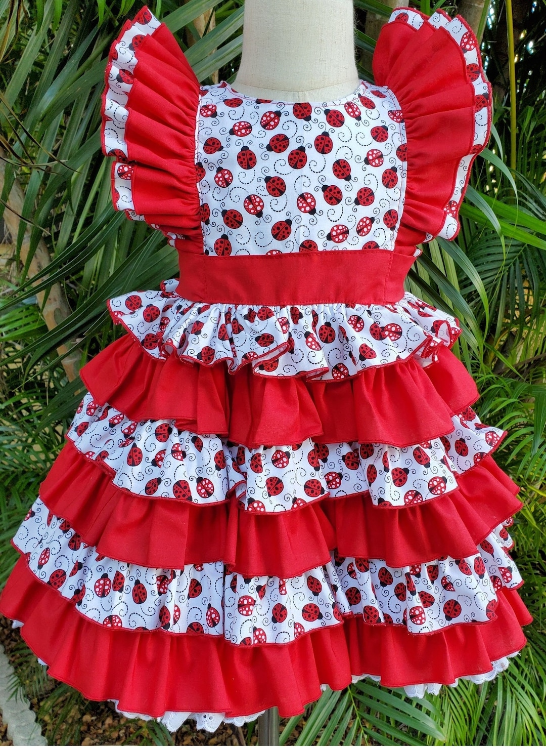 Summer Girl Dress Ladybug Dress/ruffle Dress/ Spring Dress/party Dress ...