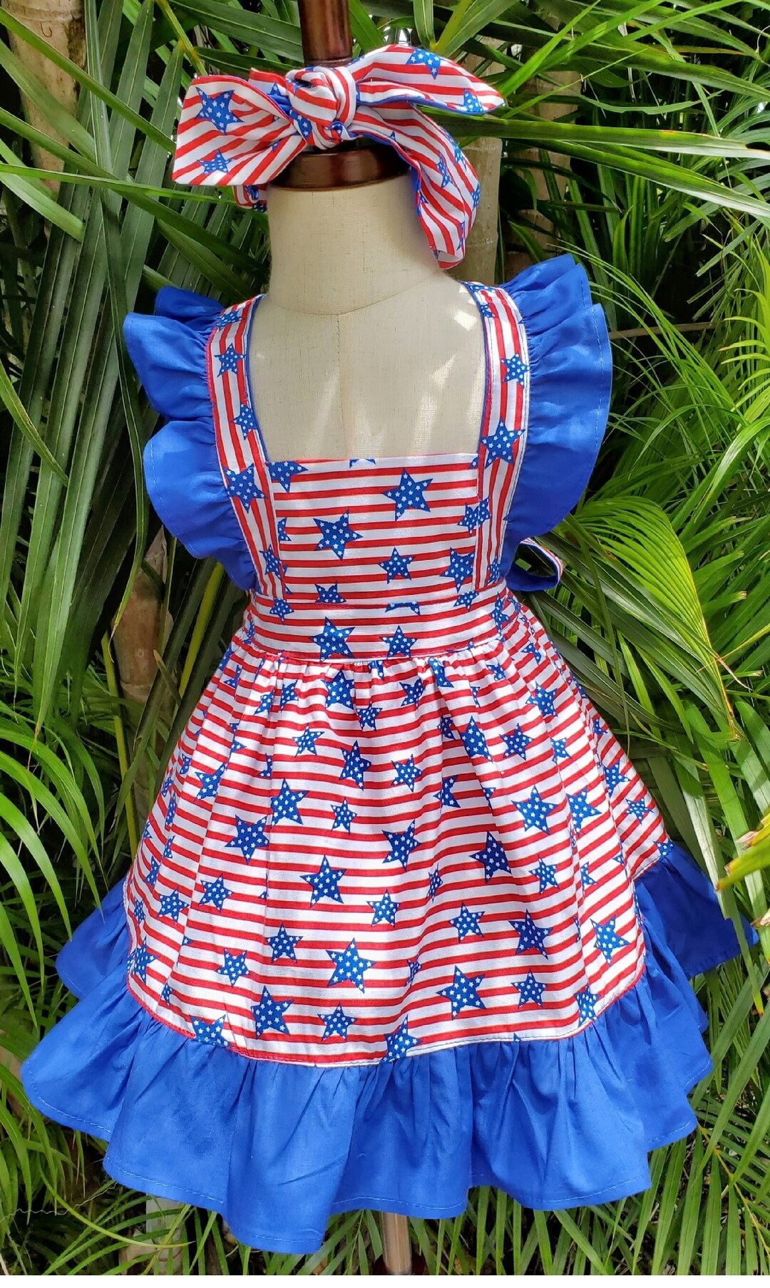 Star Dress Memorial Day American Flag Toddler Dress Girl Outfit Red ...