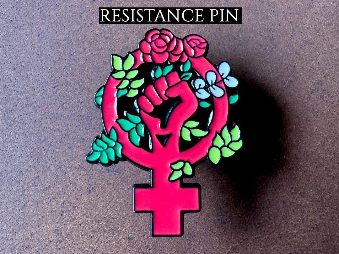 Fist of Resistance Pin, Female Gender Symbol Pin , Dark Hot Pink Enamel ...