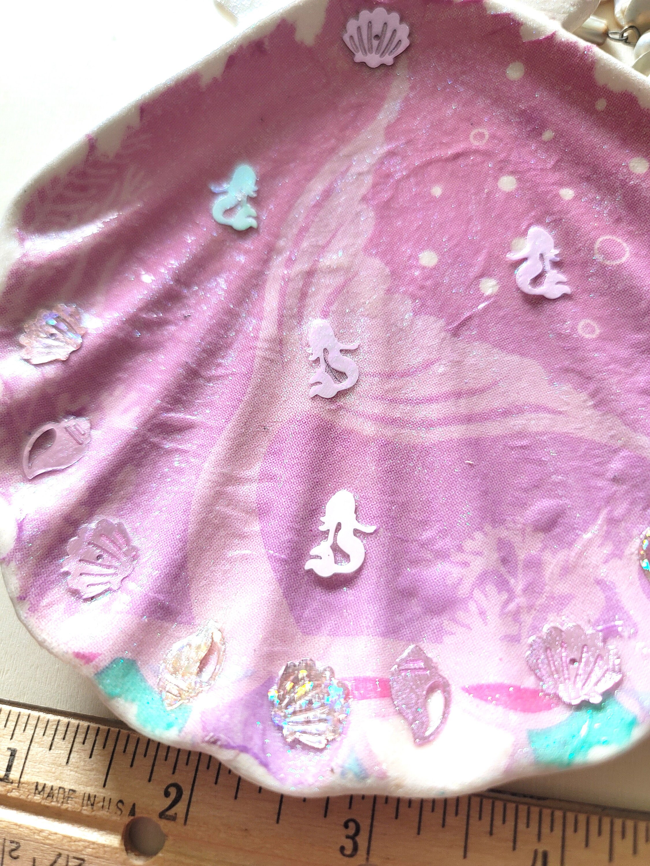 Mermaid Ceramic Sea Shell Mermaid Tail Background With Embellishments ...