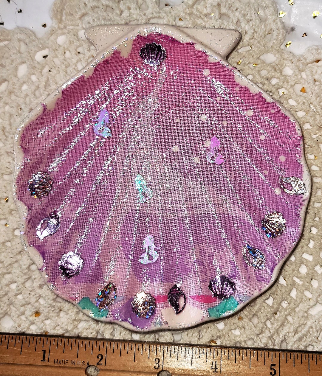 Mermaid Ceramic Sea Shell Mermaid Tail Background With - Etsy