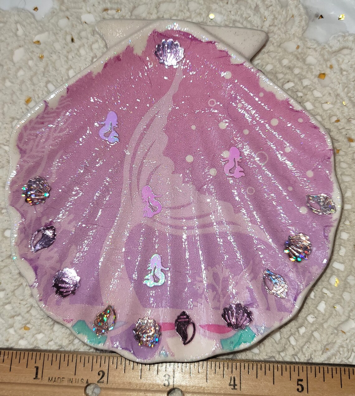 Mermaid Ceramic Sea Shell Mermaid Tail Background With Embellishments ...