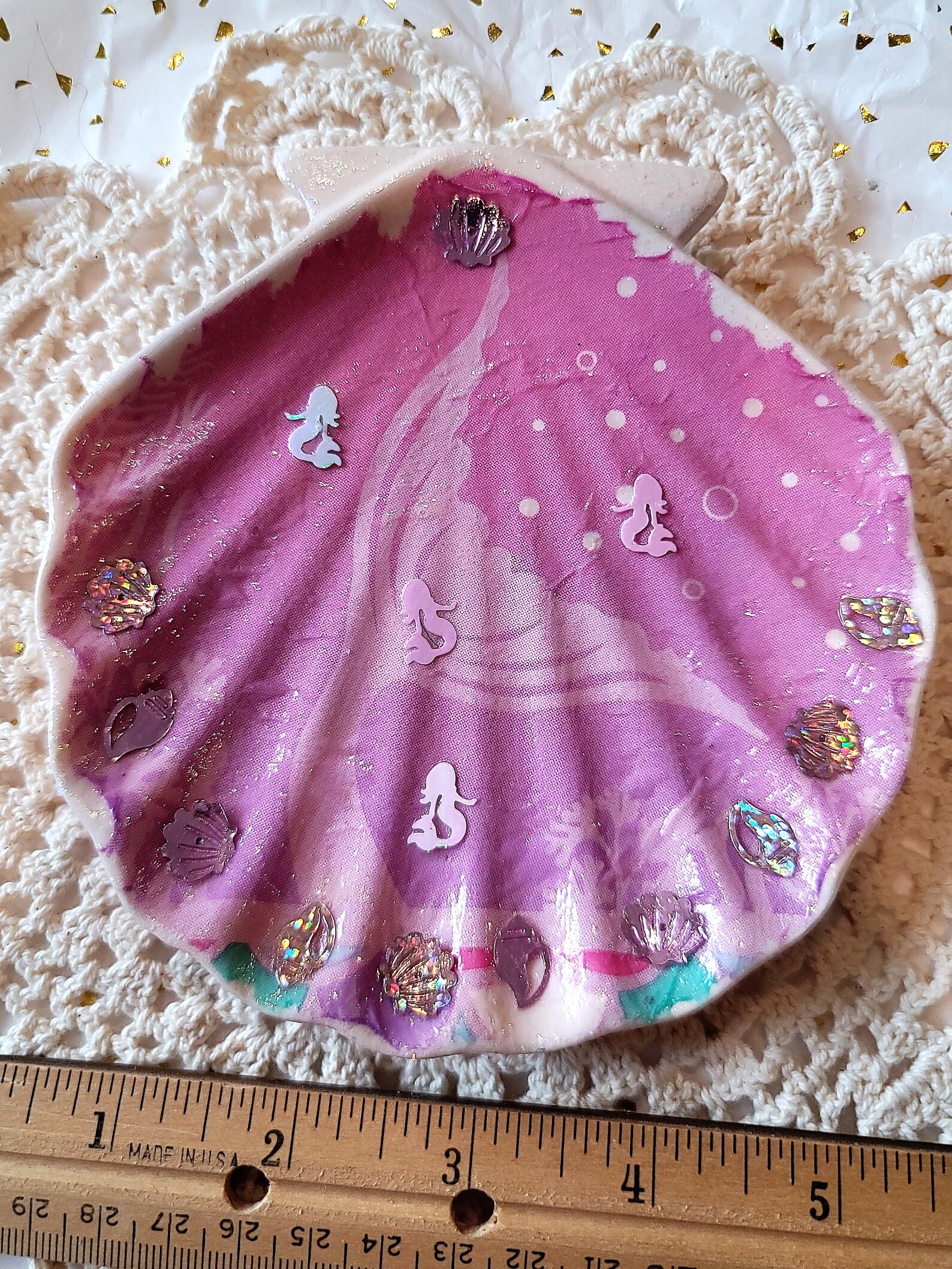 Mermaid Ceramic Sea Shell Mermaid Tail Background With Embellishments ...