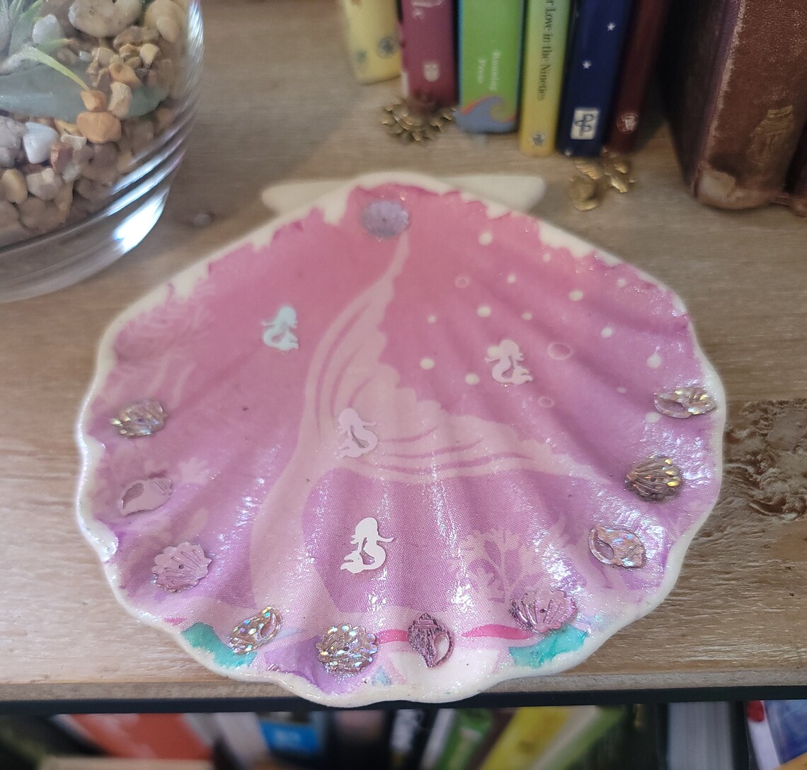 Mermaid Ceramic Sea Shell Mermaid Tail Background With Embellishments ...