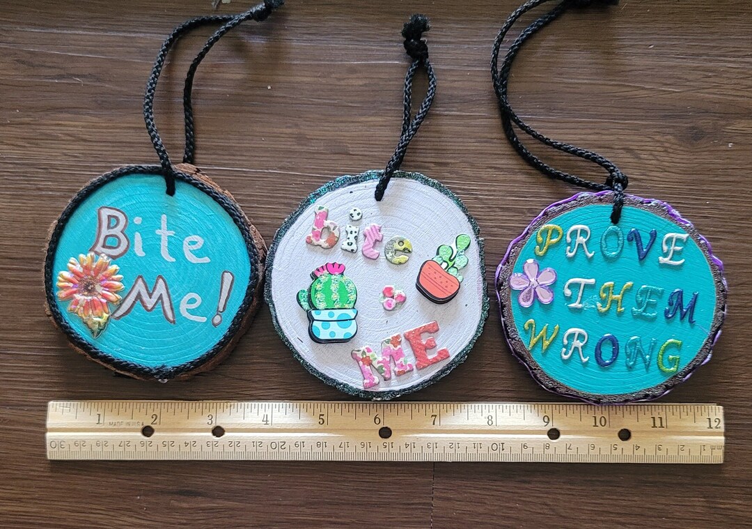 Set of 3 - Snarky Fun Sarcastic Sayings (2 Sided) Wood Slice Tags ...