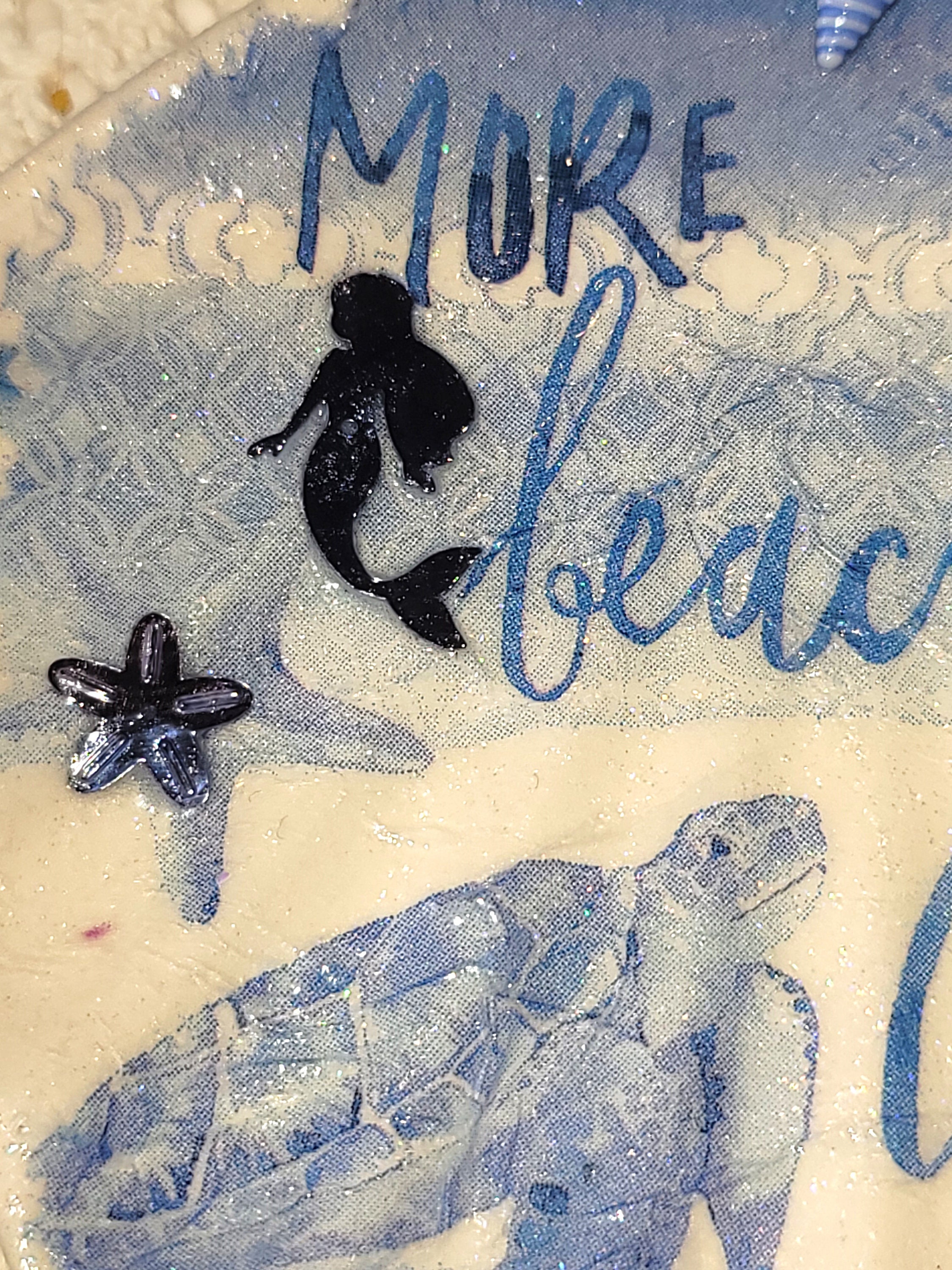 More Beach / Less Worry Ceramic Shell Shaped Dish With Mermaid and ...