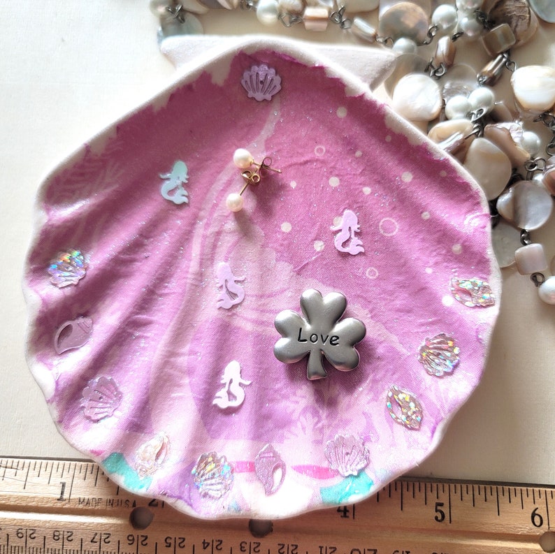 Mermaid Ceramic Sea Shell Mermaid Tail Background With Embellishments ...