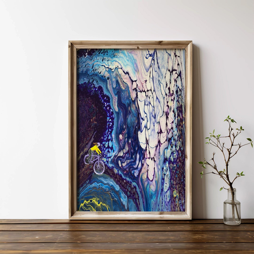 Ride Bikes Have Fun Waterfall Poster - Abstract Cycling Art, Mountain ...