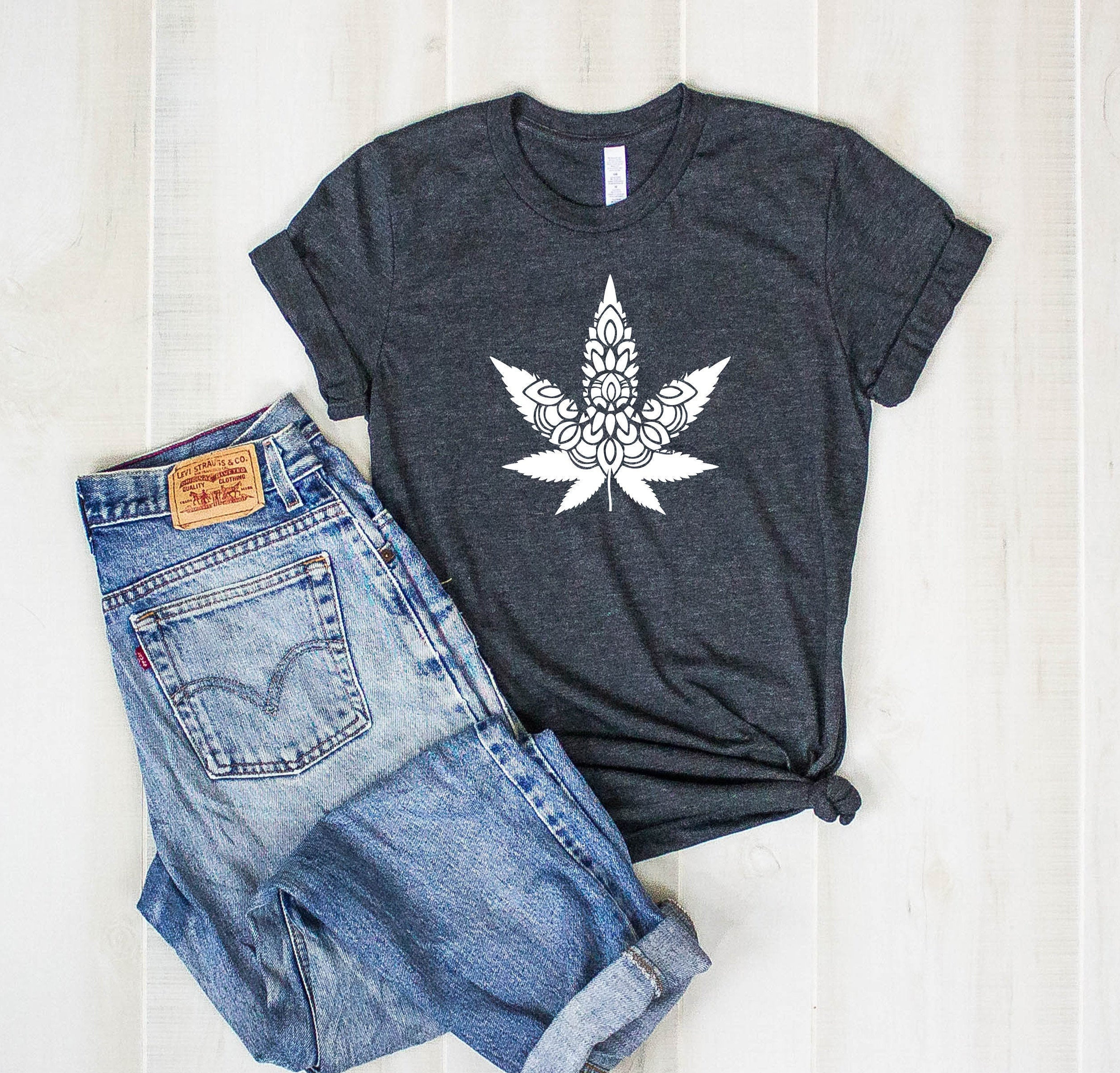 Cannabis Leaf Shirt Marijuana T-shirt Mandala Pot Leaf | Etsy