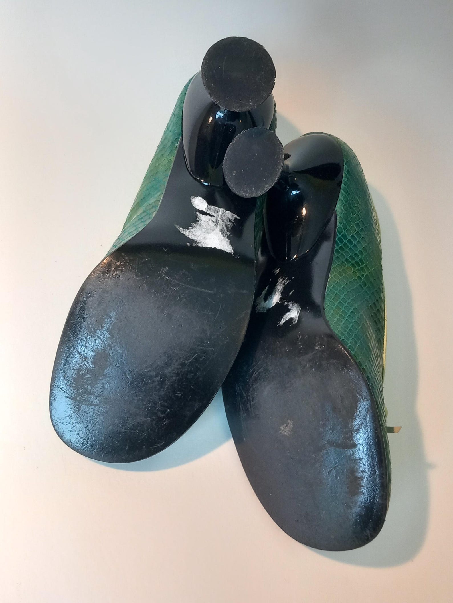 One-off 90s Green FAKE SNAKE Leather DESIGNER'S Sample Shoes...eu37 ...