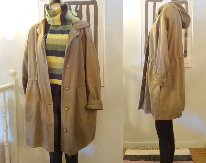 Fab 60s Mod Style PARKA From Topshop...heavy Khaki Drill Cotton / UK 10 ...