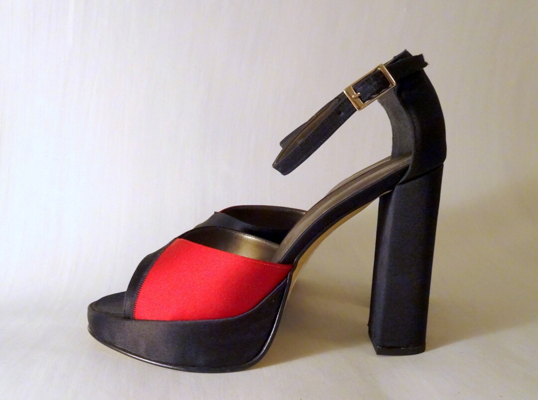 90s One-off DESIGNER'S Sample PARTY Shoes Red & Black - Etsy