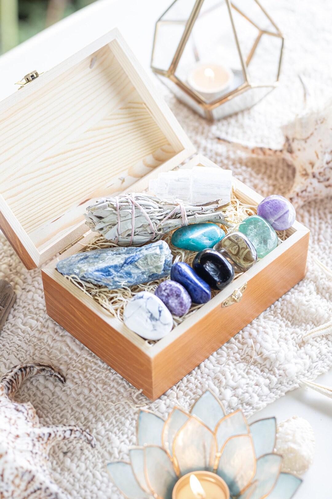 Calm Healing Crystal Set | Cleansing Sage | Meditation | Relaxation ...