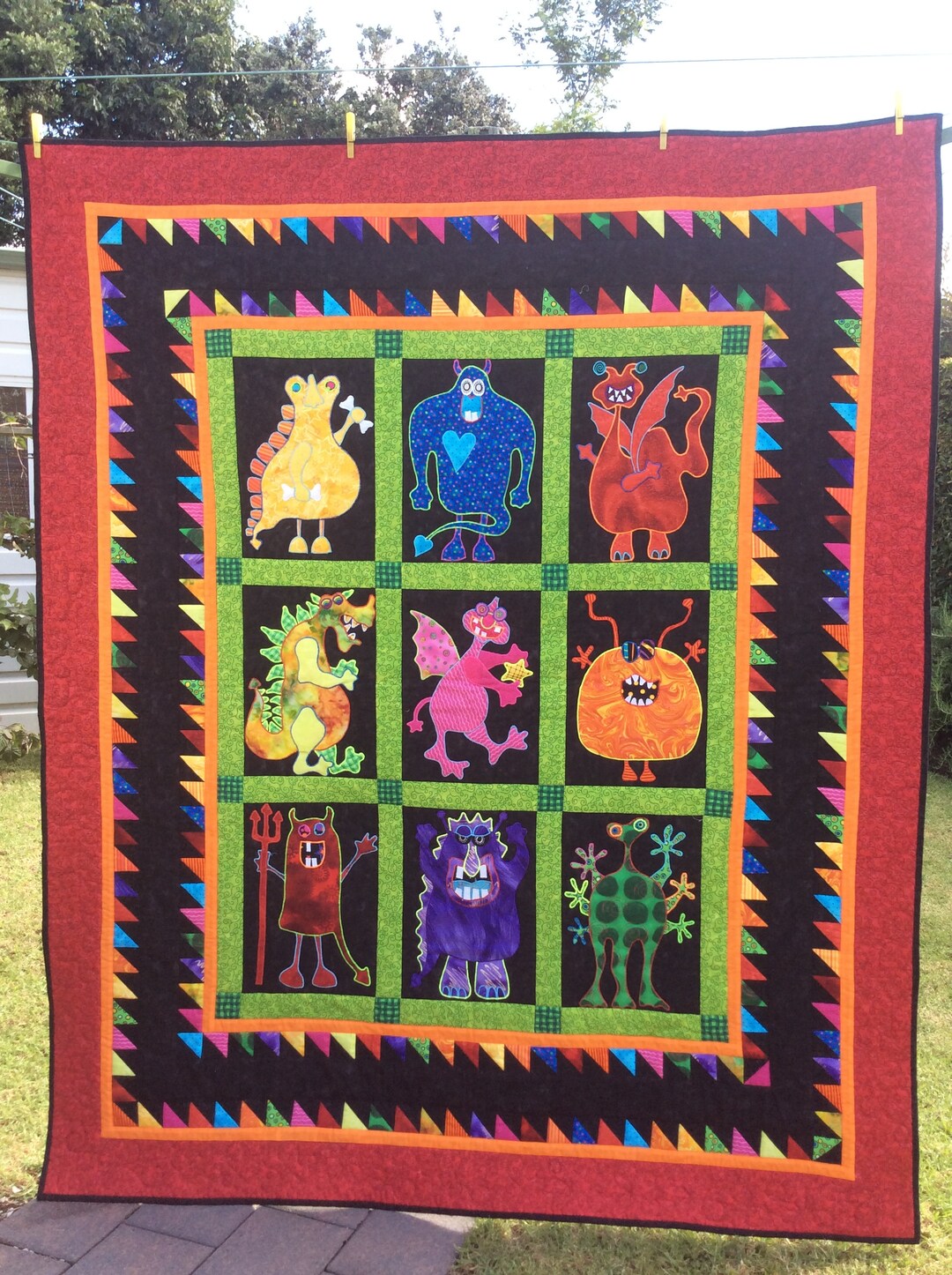 Handmade monsters Inc Patchwork Quilt - Etsy