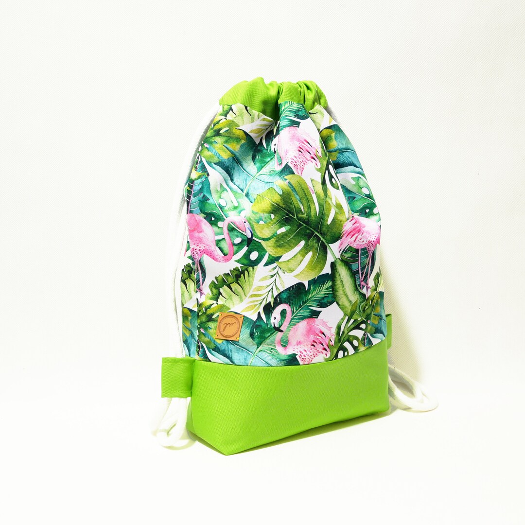 Colorful Flamingo Backpack, Girl Drawstring Backpack, Summer Backpack ...