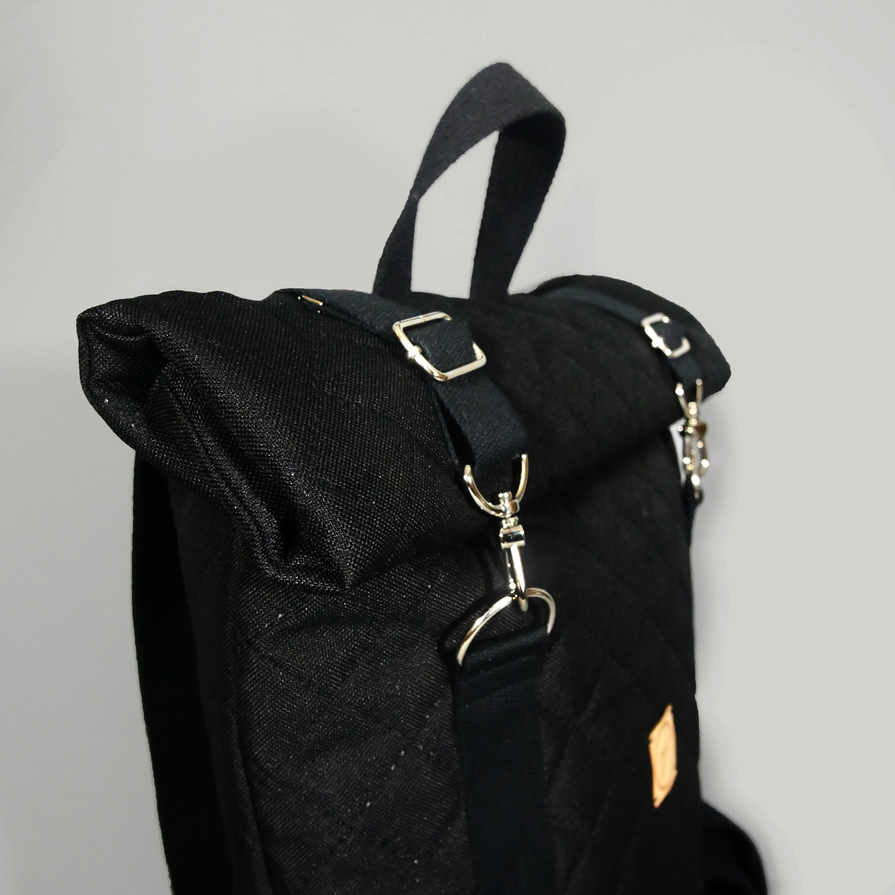 Roll Top Backpack Black Elegant Quilted Backpack Minimalist - Etsy