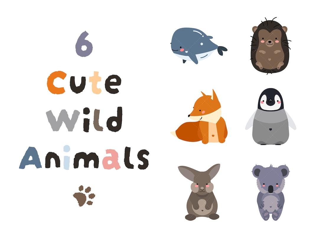 Cute Animal Clipart, Wild Animal Illustrations, Adorable Animal ...