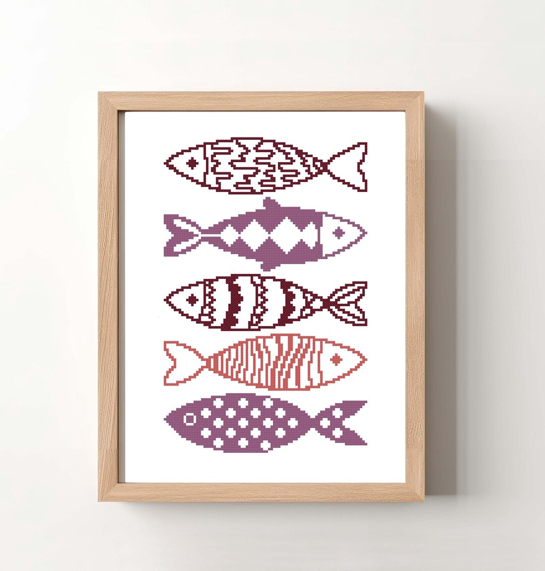 Fish Cross Stitch Pattern: Nautical Embroidery Design (PDF Download) - Etsy