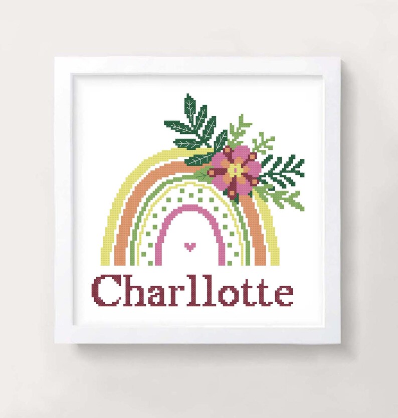 Boho Floral Rainbow Cross Stitch Pattern Set of 3 – Personalized Baby ...