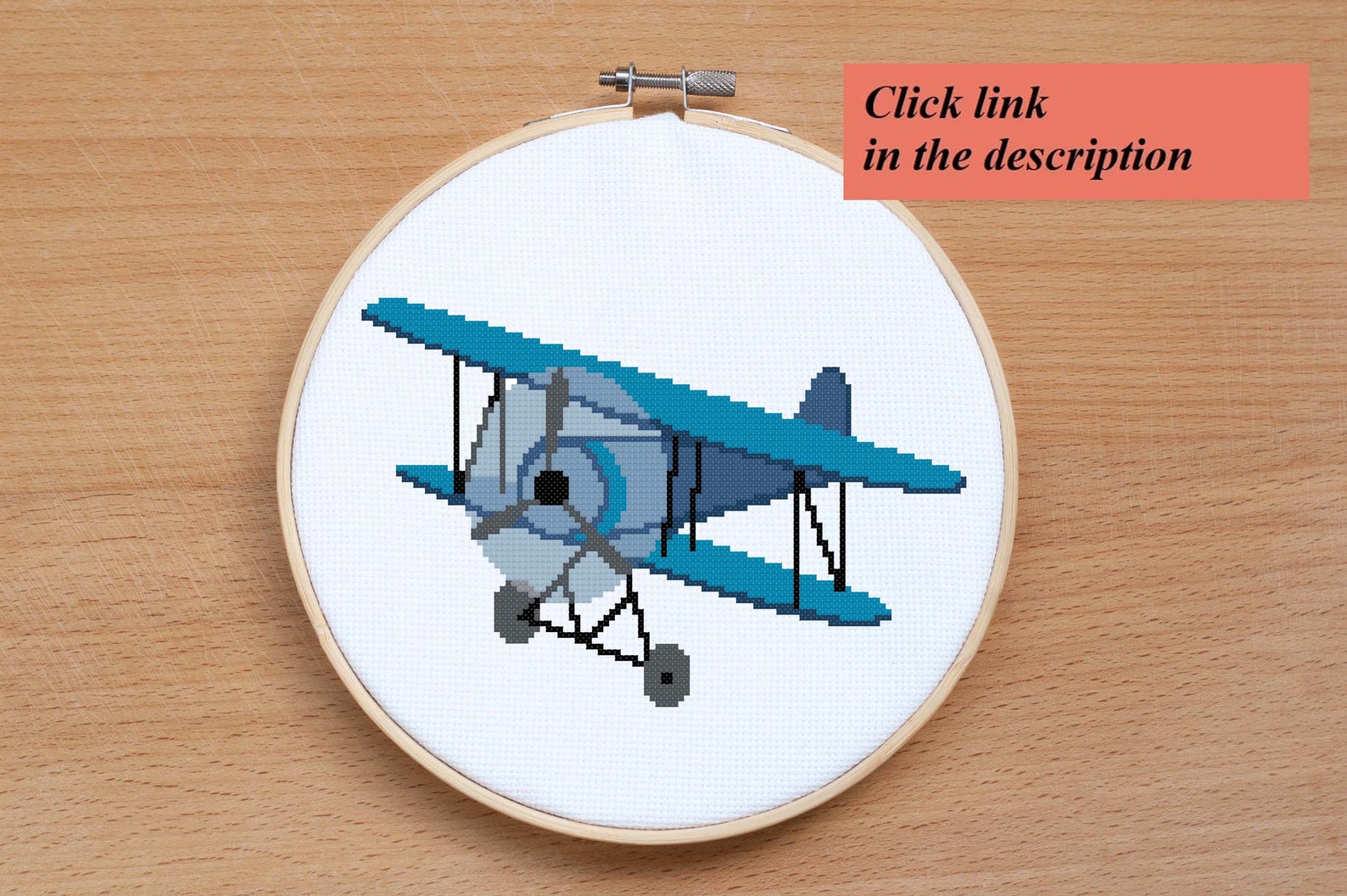 Red Airplane cross stitch pattern Vintage Biplane Plane cross | Etsy