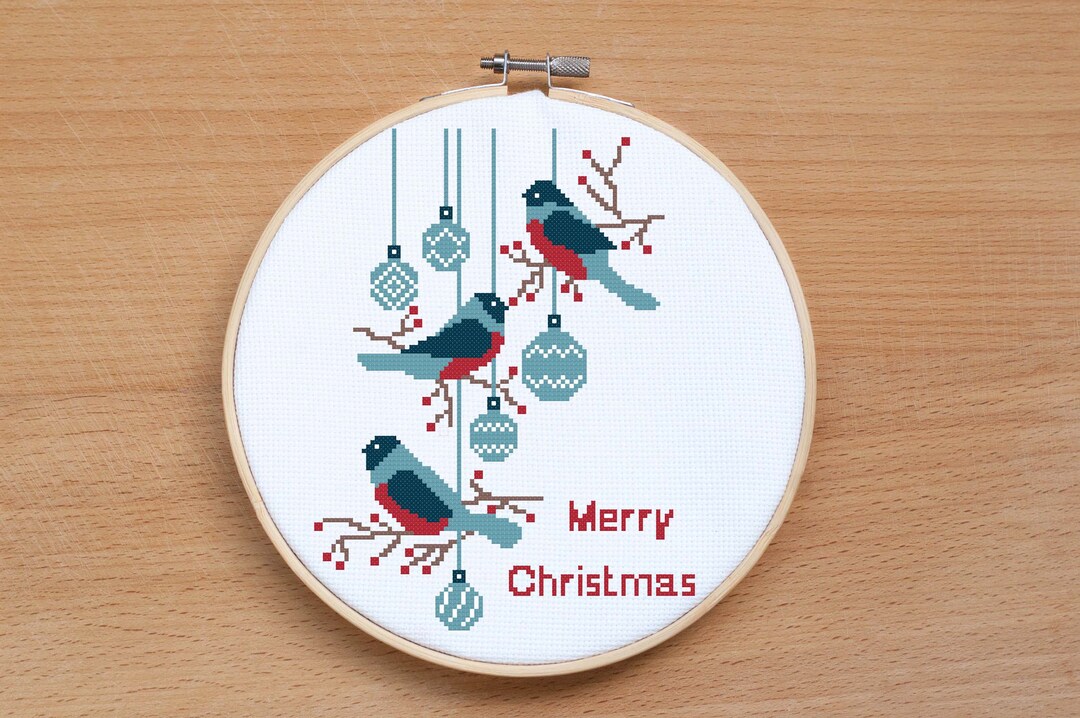 Christmas Birds Cross Stitch Pattern PDF Bullfinch Cross Stitch Easy ...