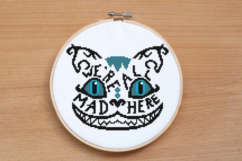 Cheshire Cat Cross Stitch Pattern, Alice in Wonderland Quote (PDF ...