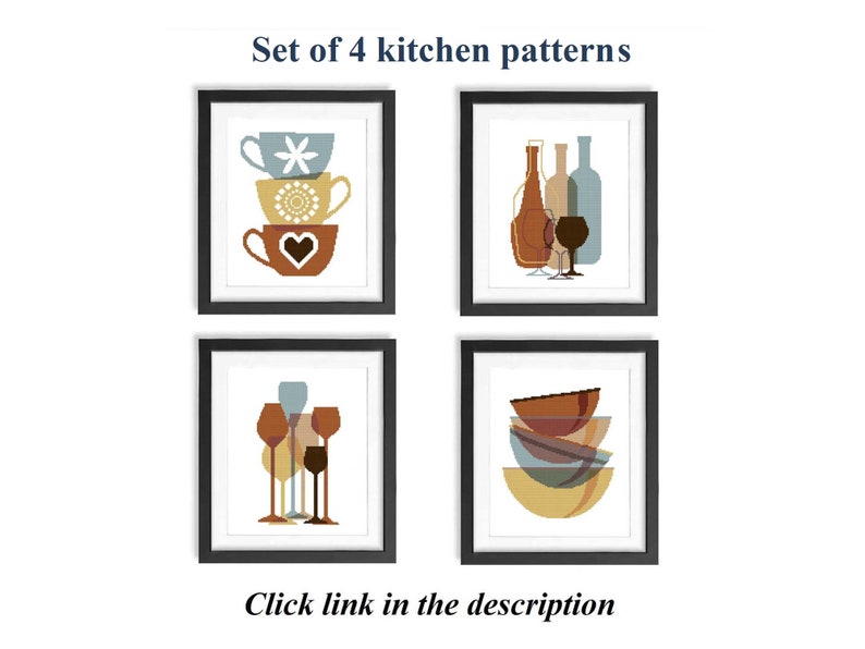 Kitchen Cross Stitch Pattern PDF Cups Cross Stitch Kitchen | Etsy