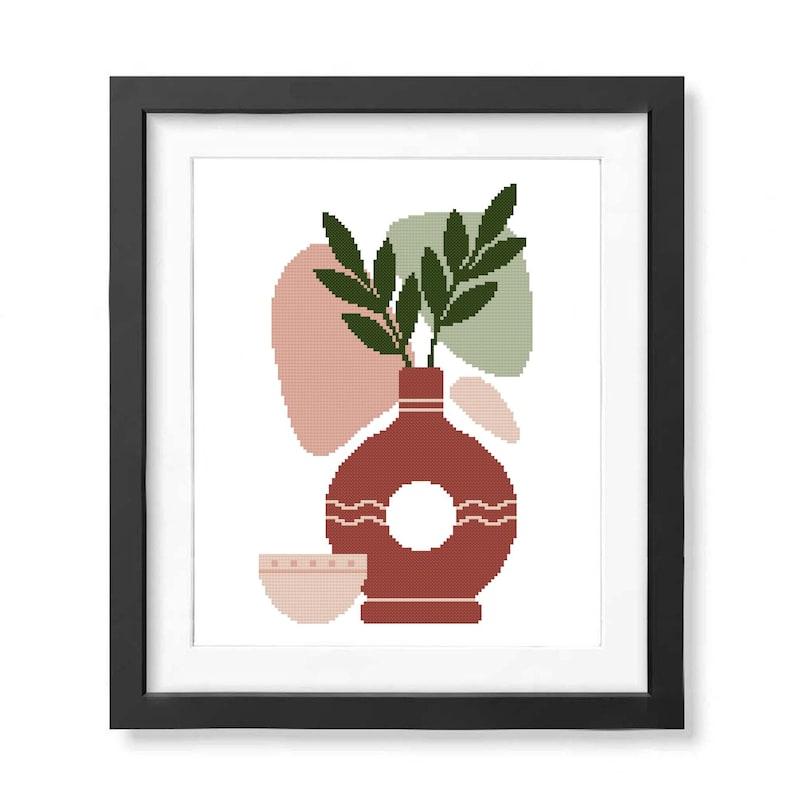 Floral Vase Cross Stitch Pattern: Boho Home Decor (PDF Chart) - Etsy