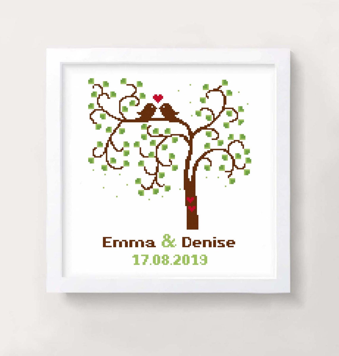Tree of Life Wedding Cross Stitch Pattern: Customizable Bird Design ...