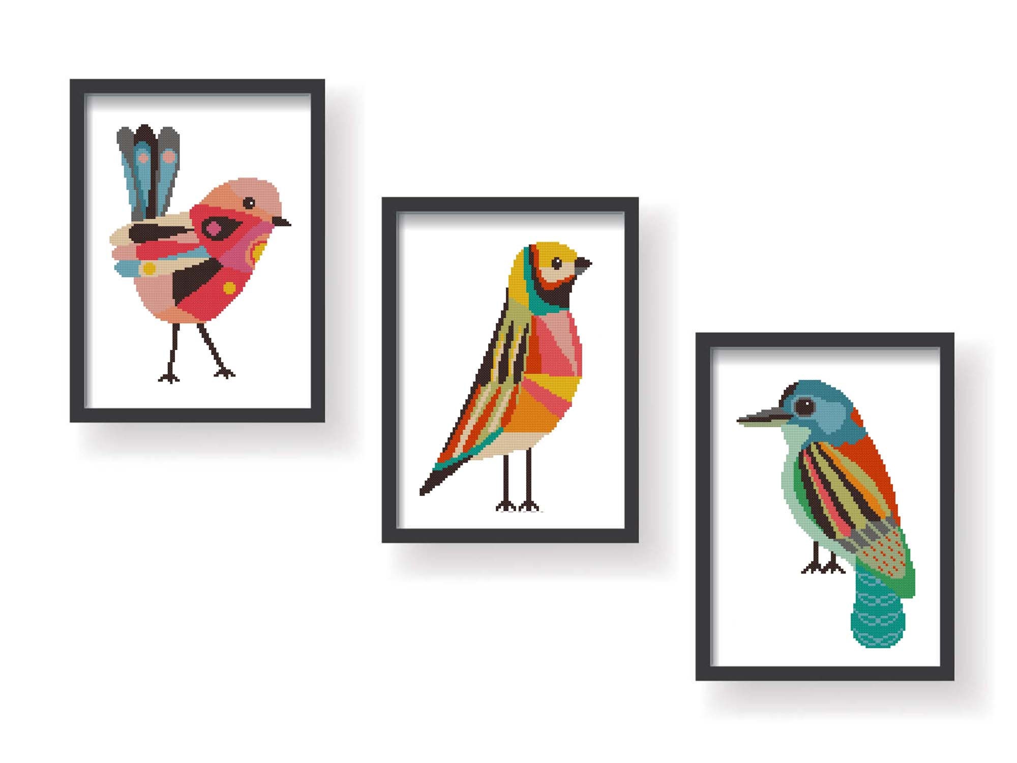 Geometric Birds Cross Stitch Pattern Animals Cross Stitch | Etsy