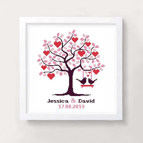 Wedding Cross Stitch Pattern Love Tree Wedding Tree Round - Etsy