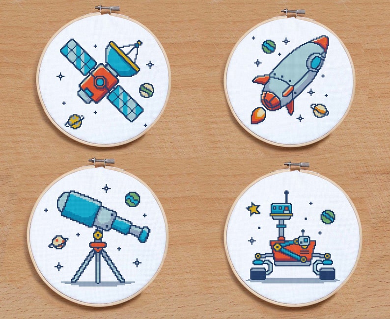 Space Cross Stitch Pattern PDF Baby Cross Stitch Rocket - Etsy