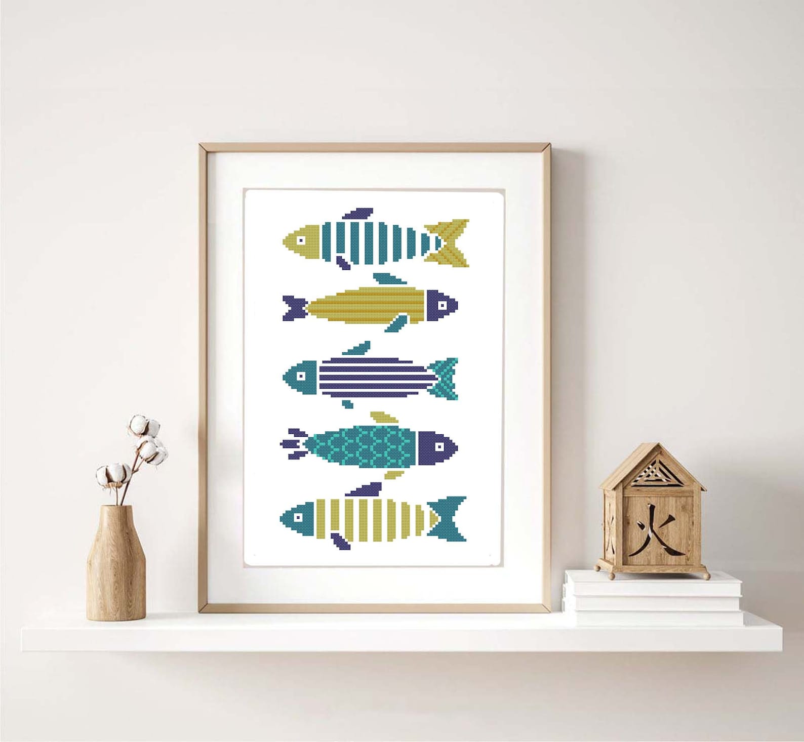 Fish Cross Stitch Pattern PDF Kitchen Cross Stitch Modern Easy - Etsy