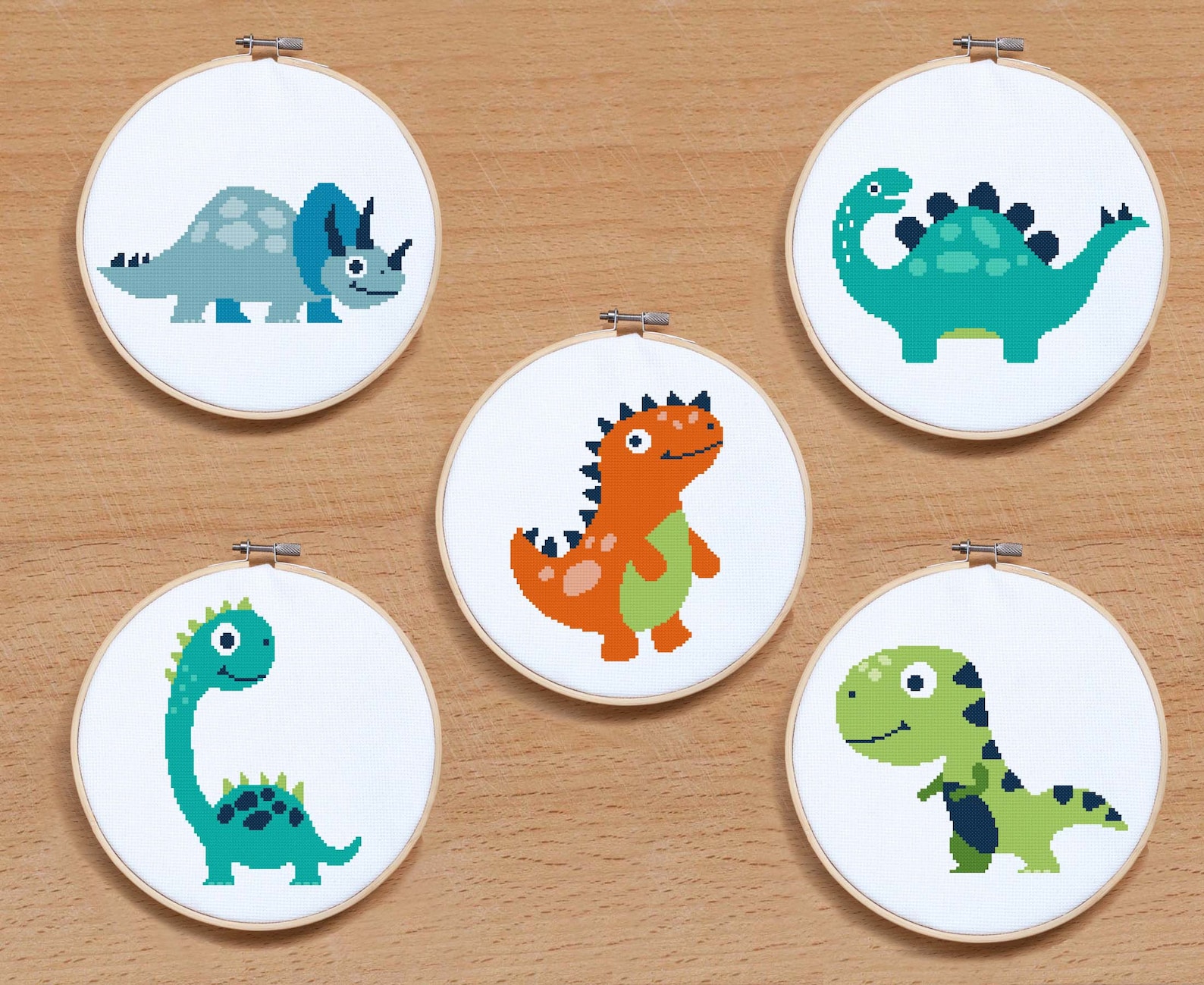Dinosaur Dino Cross Stitch Pattern PDF Set of Dinosaurs Baby - Etsy