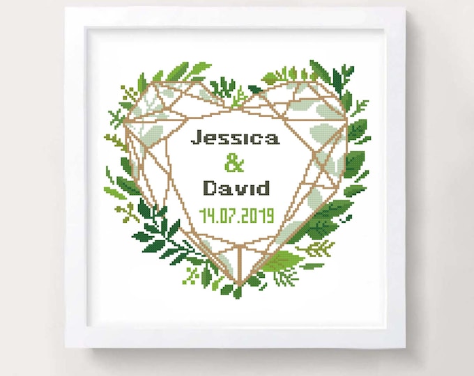 Tree of Life Wedding Cross Stitch Pattern, Personalized Mr & Mrs (PDF ...