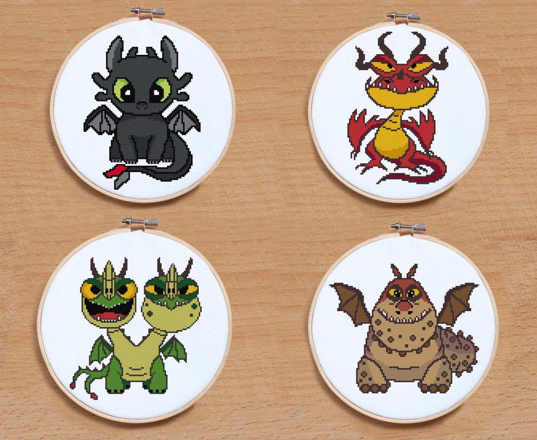 Dragons Cross Stitch Pattern: Toothless, Hookfang, & More (PDF) - Etsy