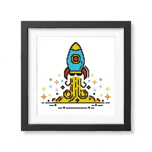 Rocket Cross Stitch Pattern PDF Space Cross Stitch Baby Cross Stitch ...