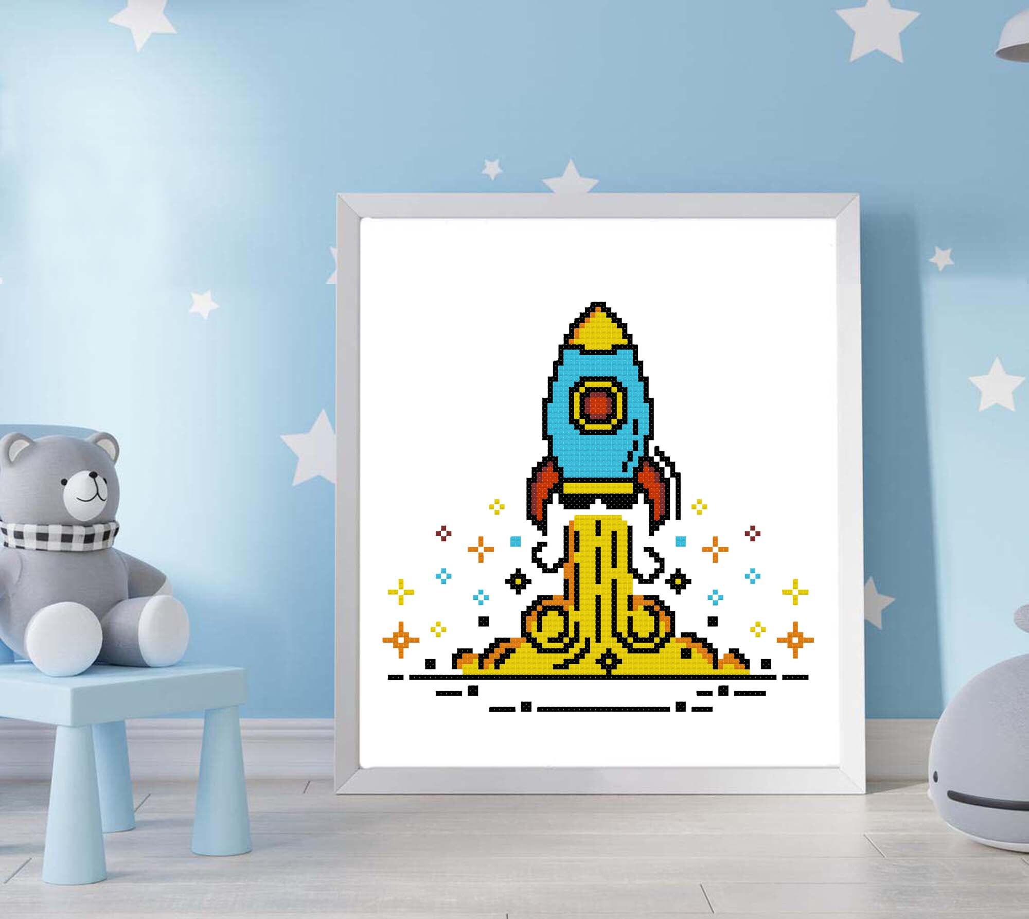Rocket Cross Stitch Pattern PDF Space Cross Stitch Baby Cross - Etsy