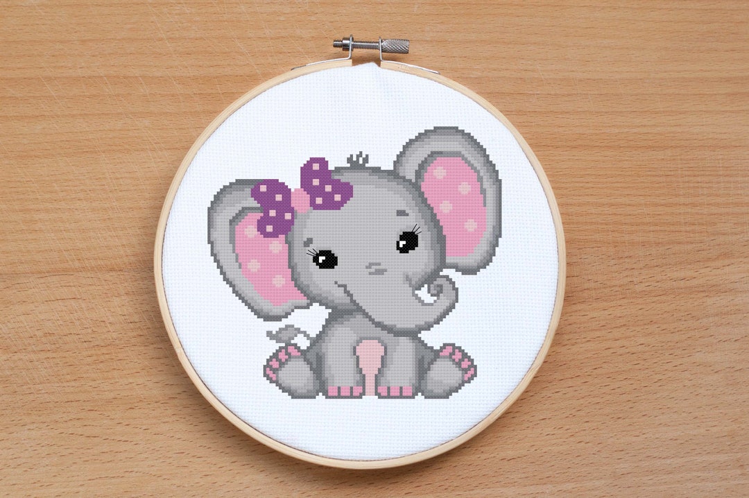 Cute Baby Elephant Cross Stitch Pattern Baby Girl Shower Gift Animal ...