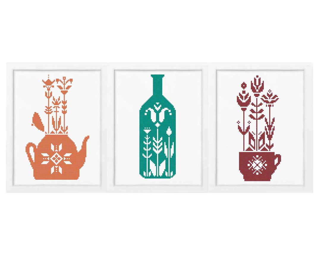 Kitchen Cross Stitch Pattern, Kitchen Wall Decor, Embroidery Pattern ...