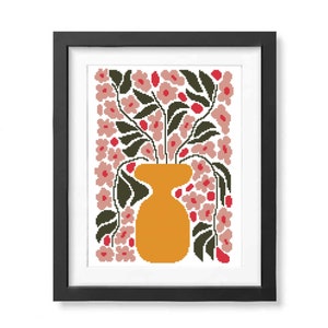 Abstract Flowers Cross Stitch Pattern PDF Modern Cross Stitch - Etsy