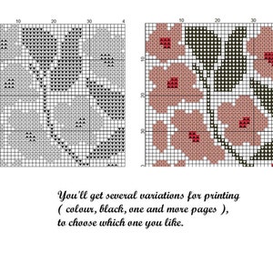 Abstract Flowers Cross Stitch Pattern PDF Modern Cross Stitch - Etsy