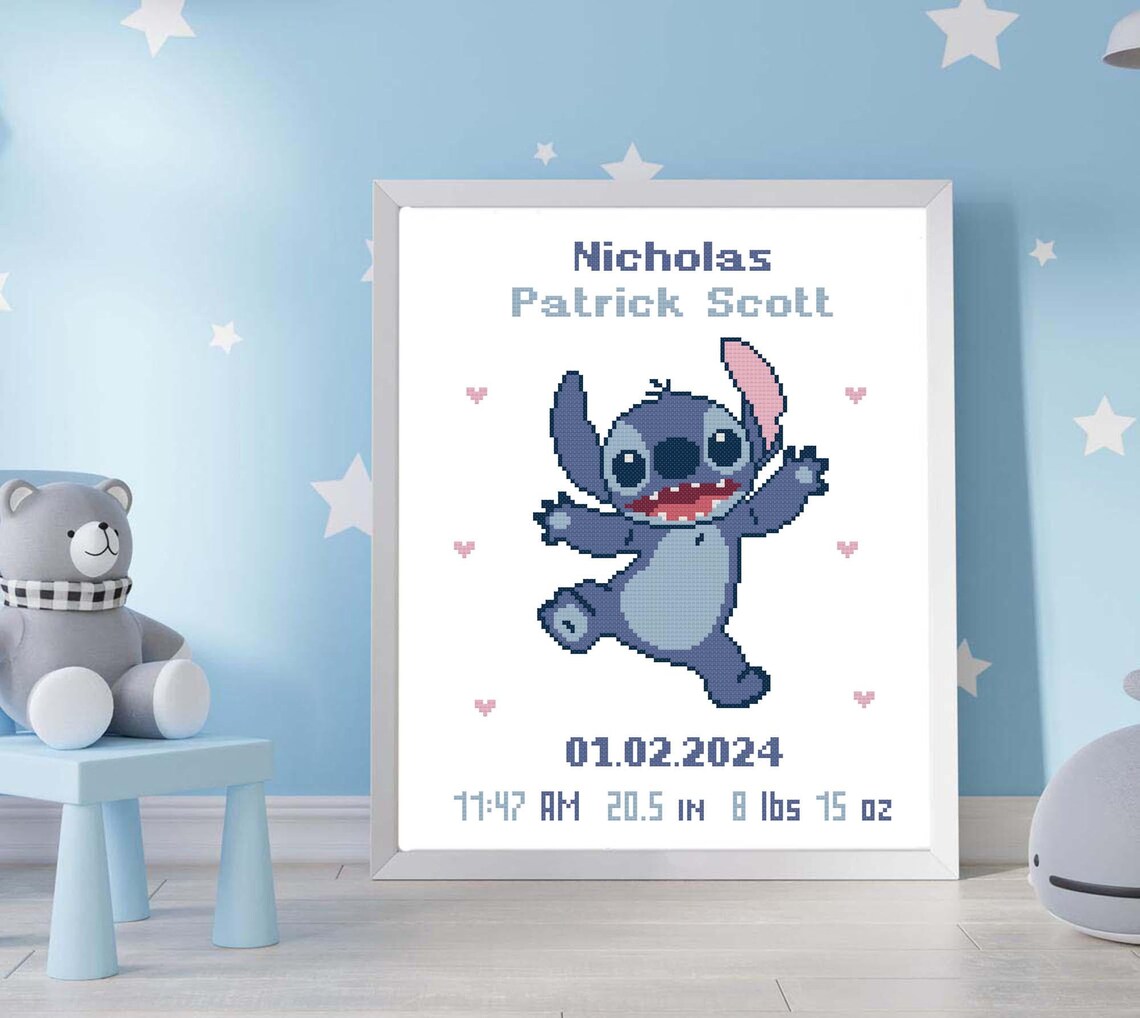 Blue Alien Birth Announcement Cross Stitch Pattern: Heroes Nursery ...