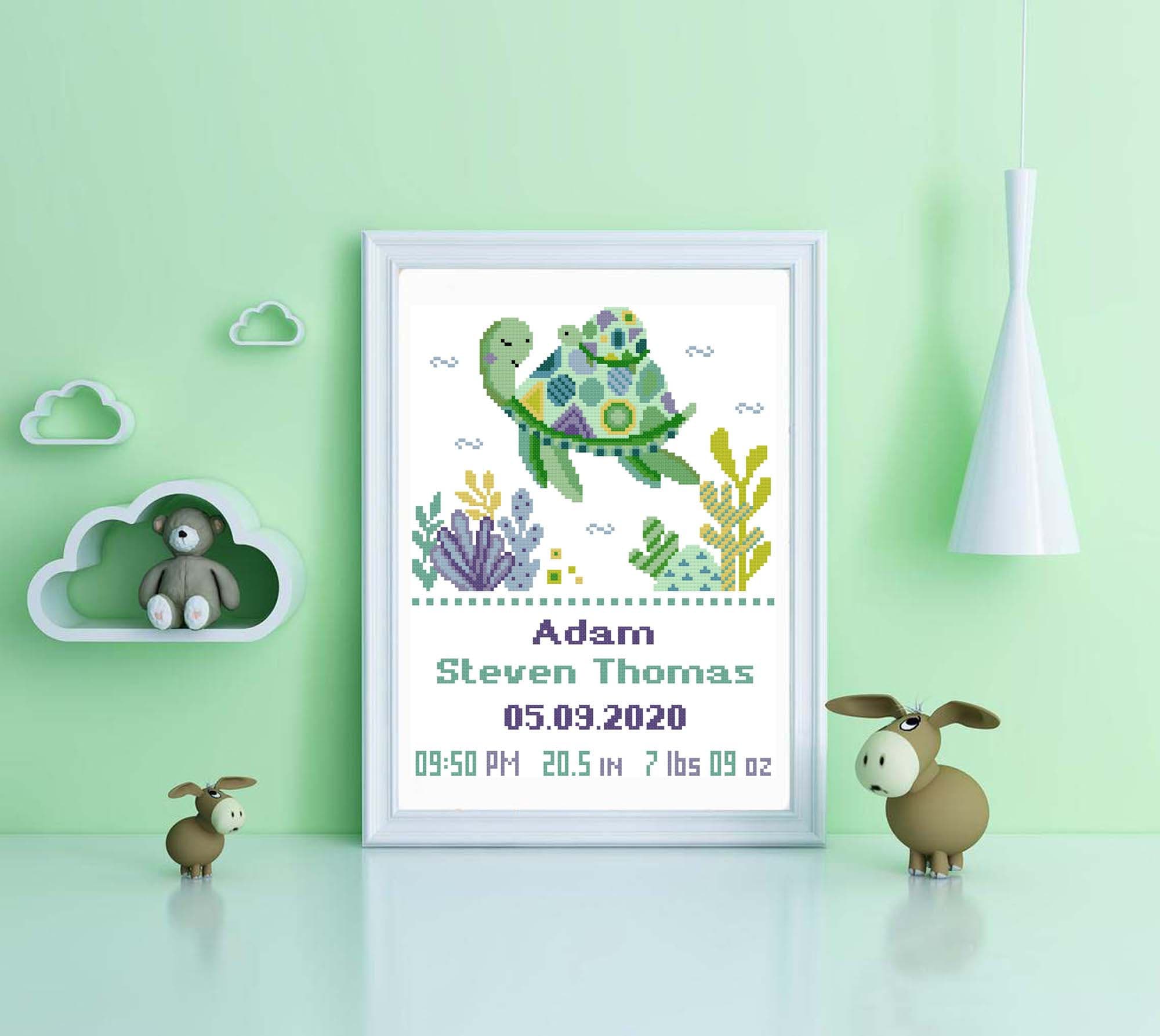 Baby Cross Stitch Pattern Sea Turtle Animal Cross Stitch Girl - Etsy