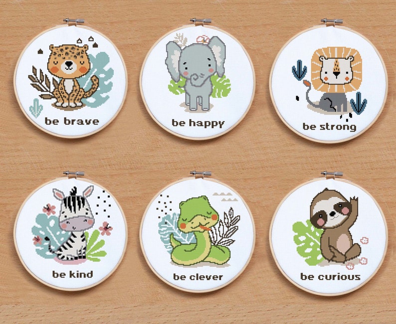 African Animals Cross Stitch Pattern Set: Baby Nursery Decor (PDF) - Etsy