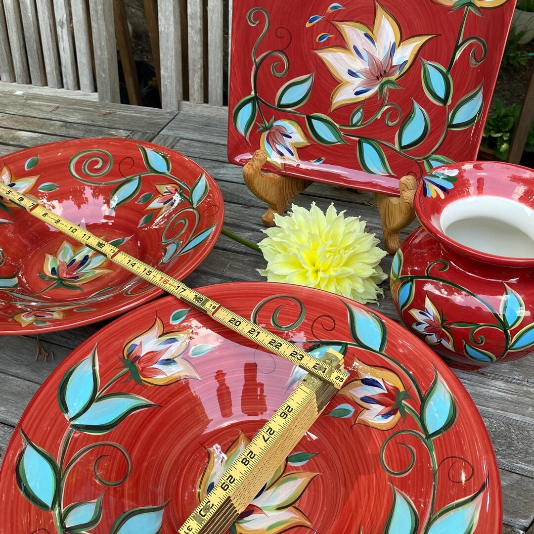 Gail Pittman Red Bountiful Pottery: Hand-painted Vintage Southern Decor ...