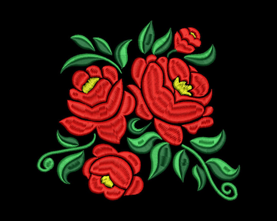 Red Rose Embroidery Design #3 - 5 SIZES - Etsy