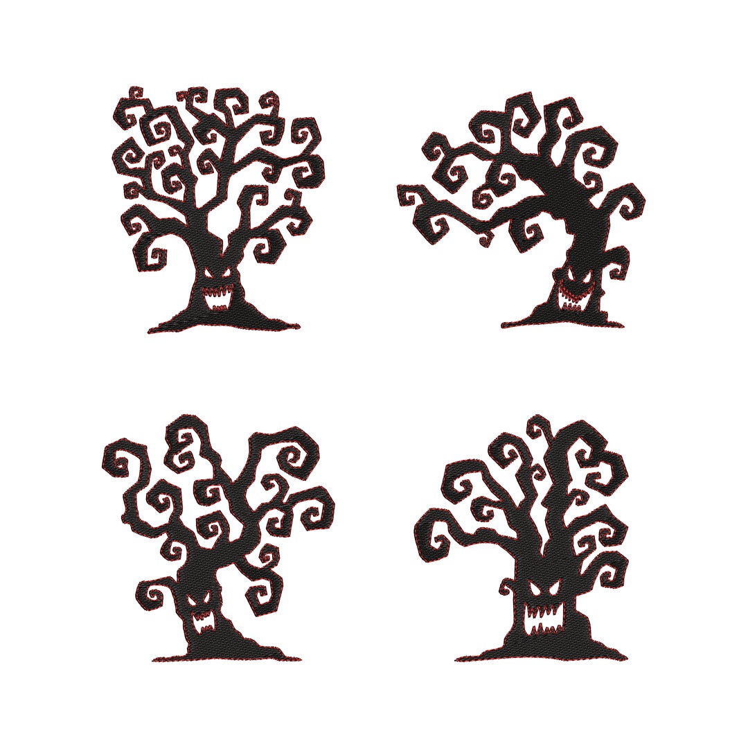 4 Spooky Tree Embroidery Design - 3 SIZES - Etsy